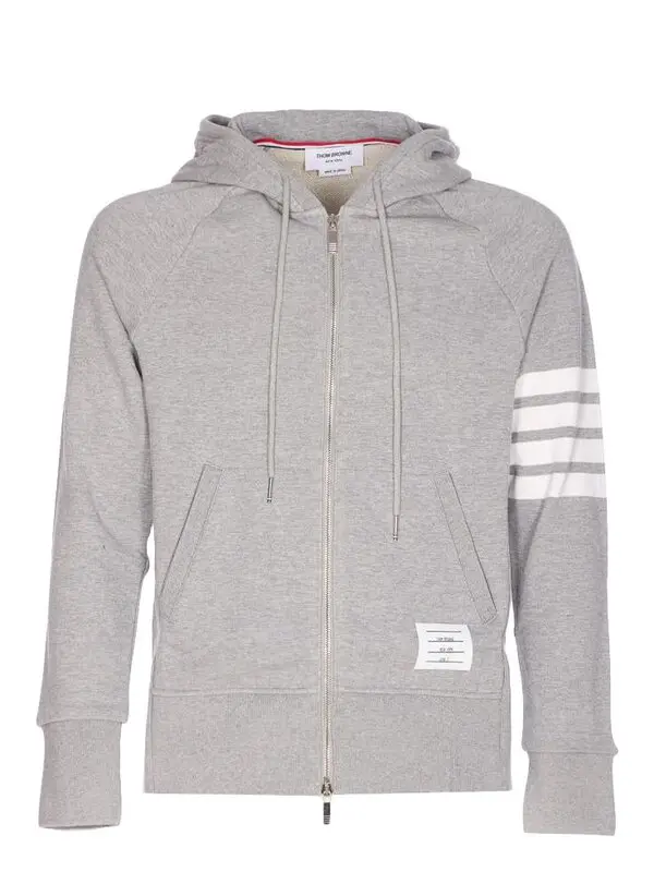 Thom Browne Classic Hoodie With Zip Closure - Grey