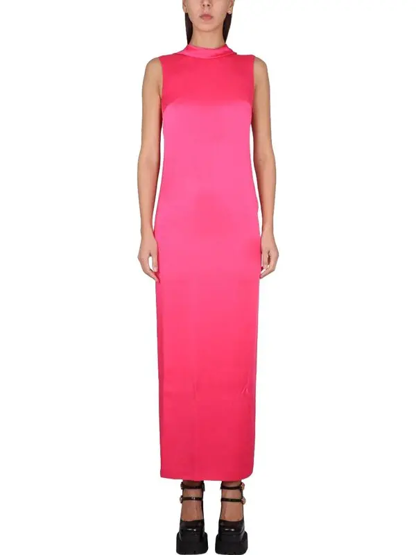 Versace Long Dress With Ring Neckline - Purple