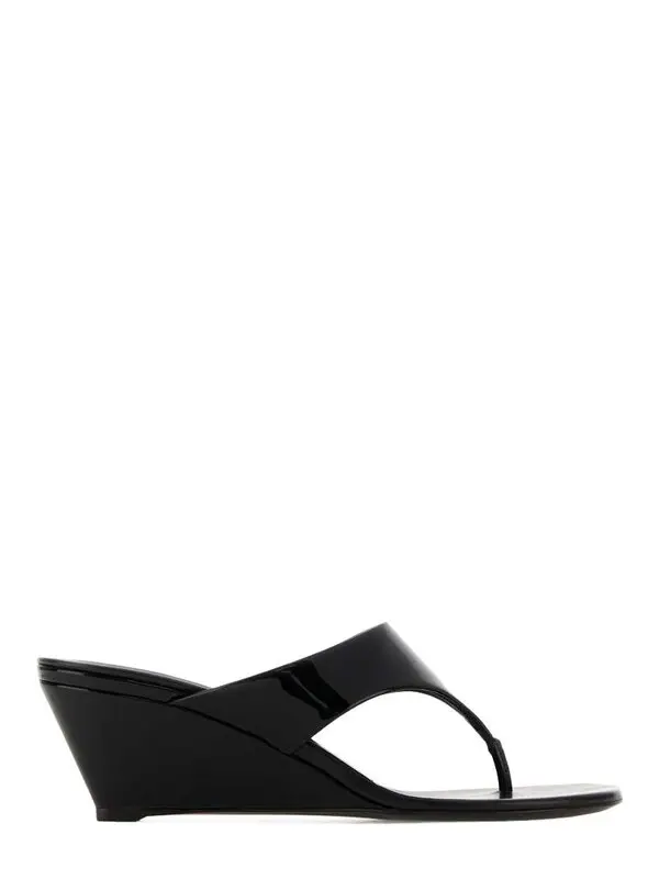 Prada Leather Thong Mules - Black