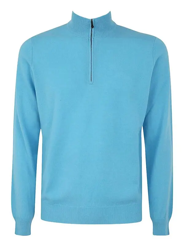 FILIPPO DE LAURENTIIS Wool Cashmere Half-zip Sweater - Blue
