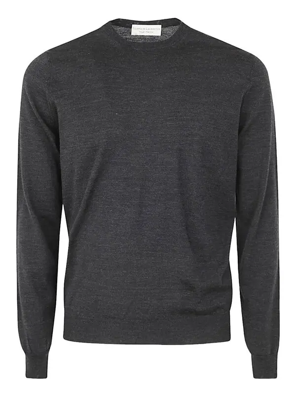 FILIPPO DE LAURENTIIS Royal Merino Long Sleeve Crew Neck Sweater - Grey