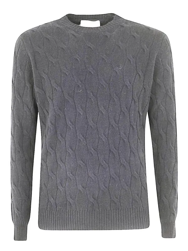 FILIPPO DE LAURENTIIS Wool Cashmere Braid Crew Neck Sweater - Grey