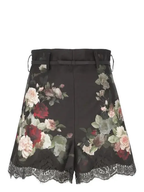 Zimmermann Floral-print Cotton And Silk Shorts - Black