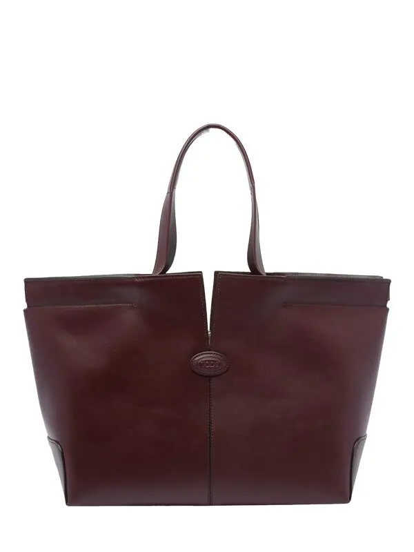 TOD'S Di Bag Folio Small Medium Leather Bag - Brown