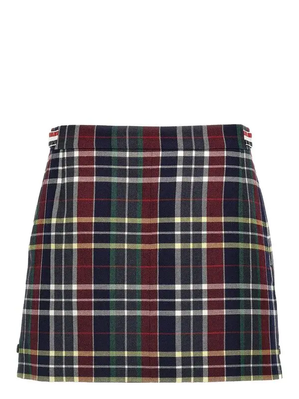 Thom Browne Checked Wool Miniskirt - Red
