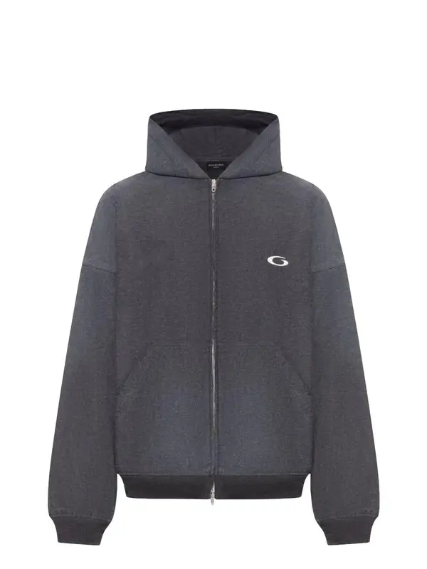 Balenciaga Cotton Zip Up Hoodie - Grey