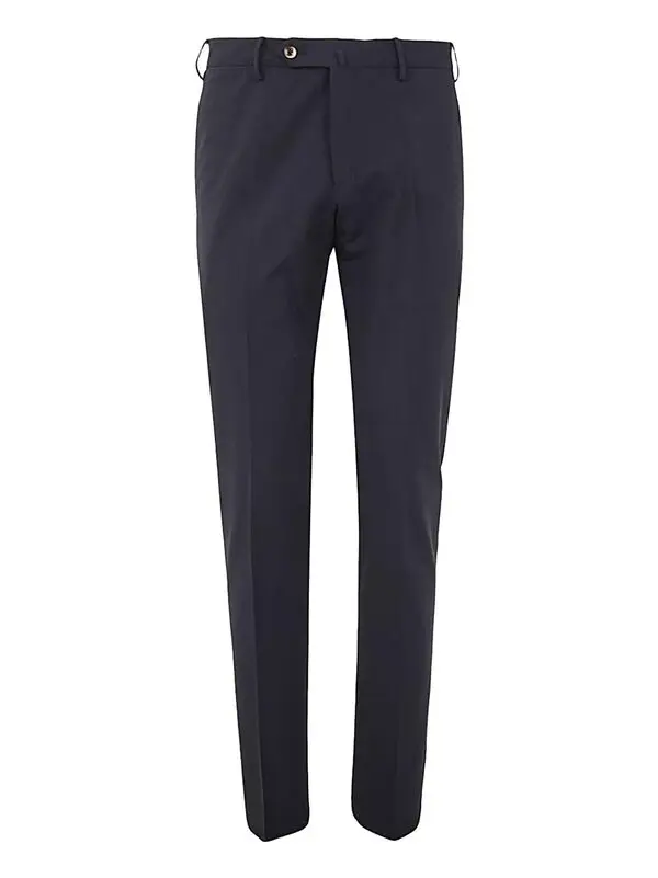 PT TORINO Flat Front Trousers With Diagonal Pockets - Blue