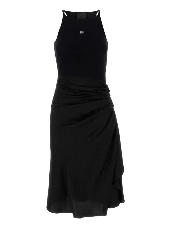 Givenchy Monogram Satin Back Crepe Dress - Black