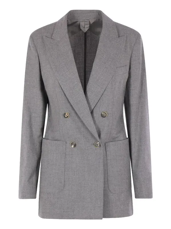 Max Mara Double-breasted Cashmere Foulé Jacket - Grey