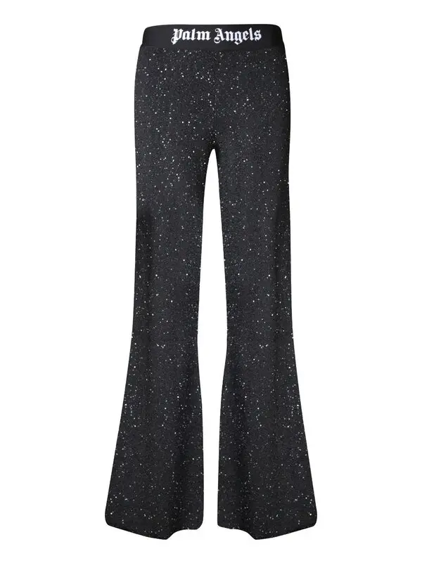 Palm Angels Sequin-appliqué Flared Trousers - Black
