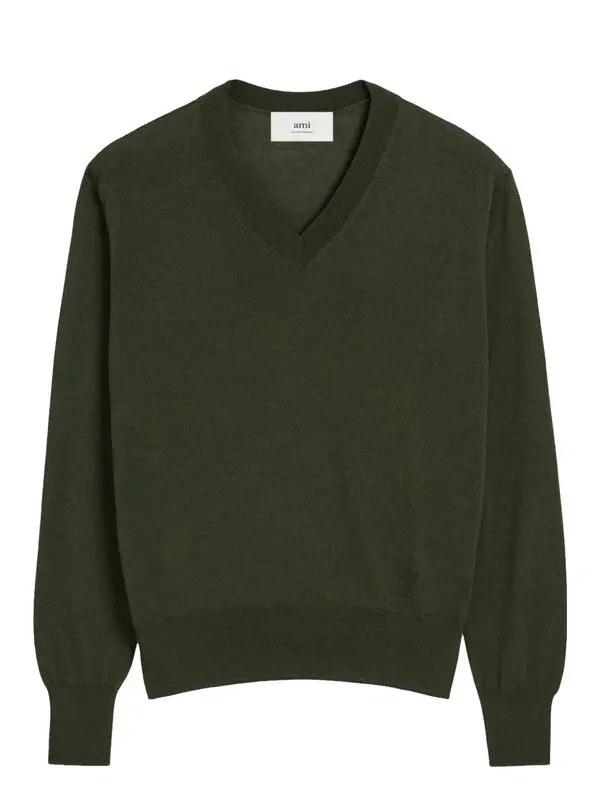 Ami V-neck Long Sleeve Sweater - Green