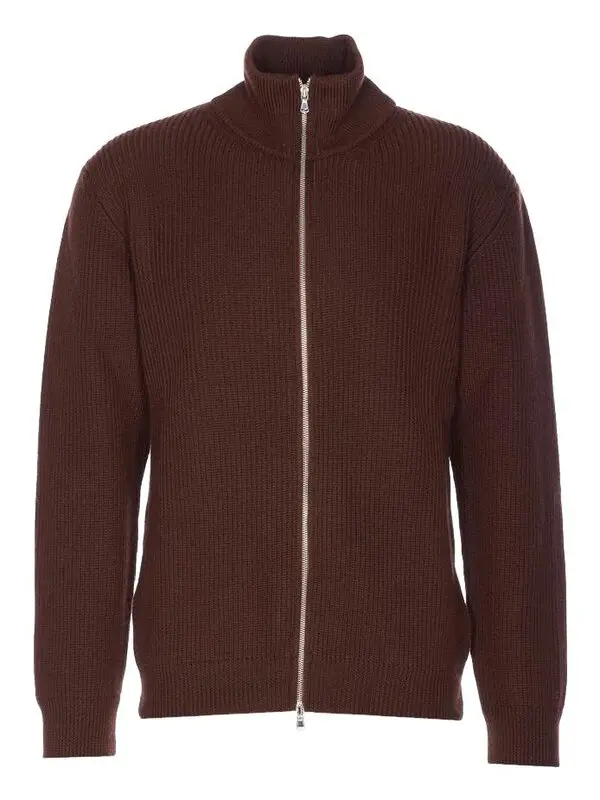 SEVEN GAUGE Moro Zip Up Knitted Cardigan - Brown