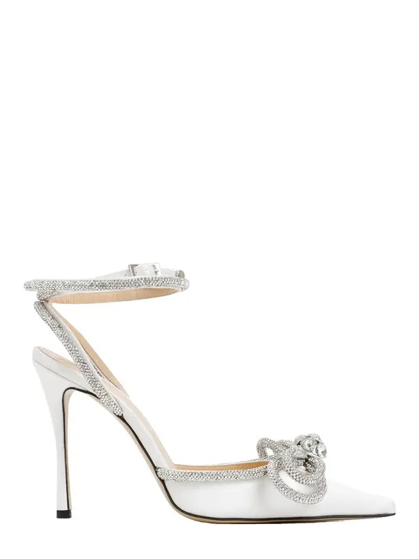 Mach & Mach Silk Double Bow High Heels - White