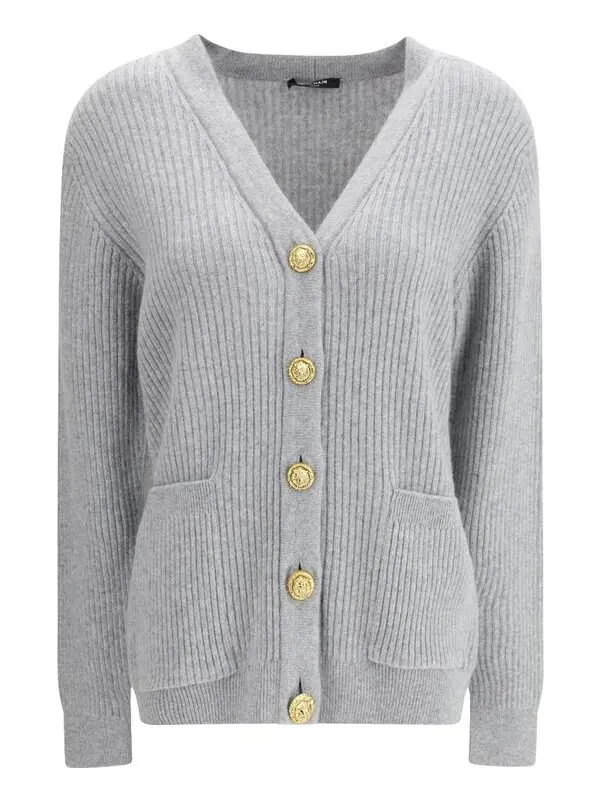 Balmain Long Cashmere Cardigan - Grey