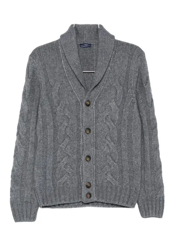 BARBA NAPOLI Cable-knit Cardigan With Shawl Collar - Grey