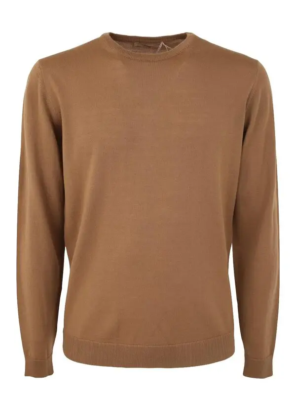 ROBERTO COLLINA Long Sleeve Crew Neck Sweater - Brown