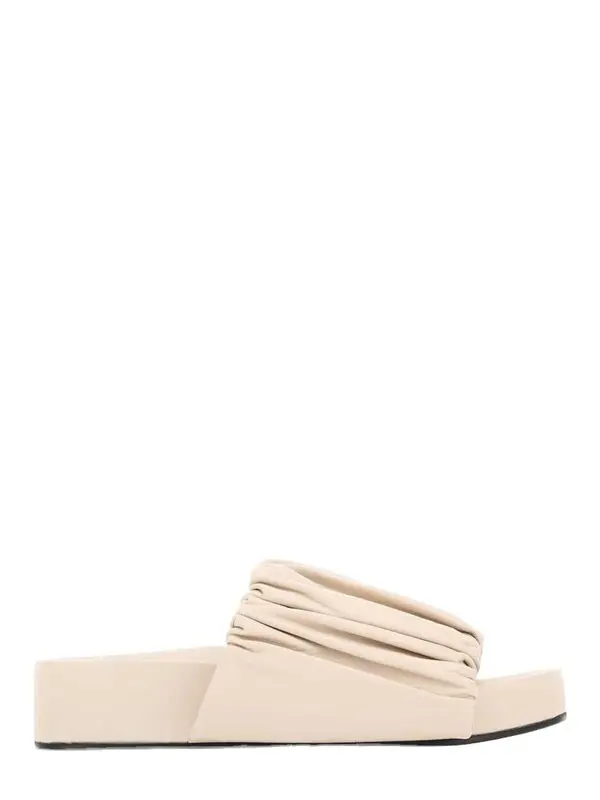 JIL SANDER Leather Platform Slippers - Beige O Tan