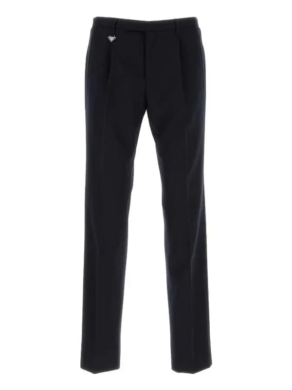 Prada Flat Front Wool Trousers - Blue
