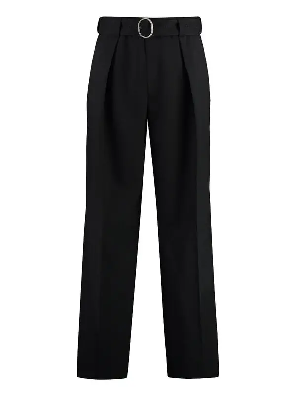JIL SANDER Wool Wide Leg Trousers - Black