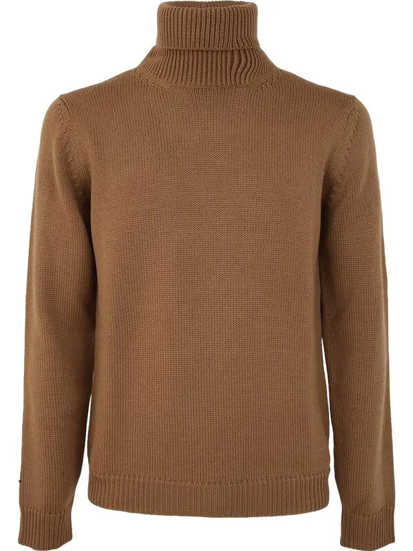 ROBERTO COLLINA Long Sleeve Turtleneck Sweater - Brown
