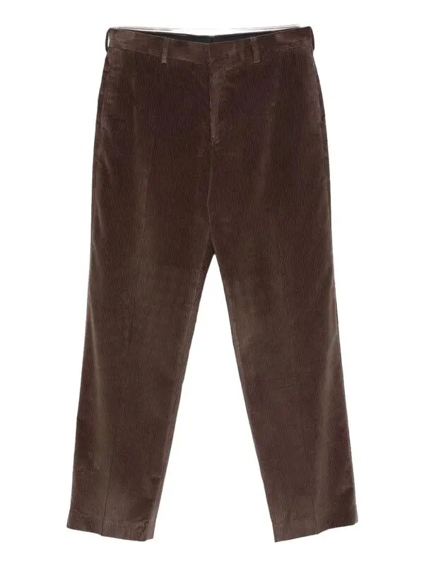 Paul Smith Ribbed Cotton And Velvet Casual Trousers - Brown