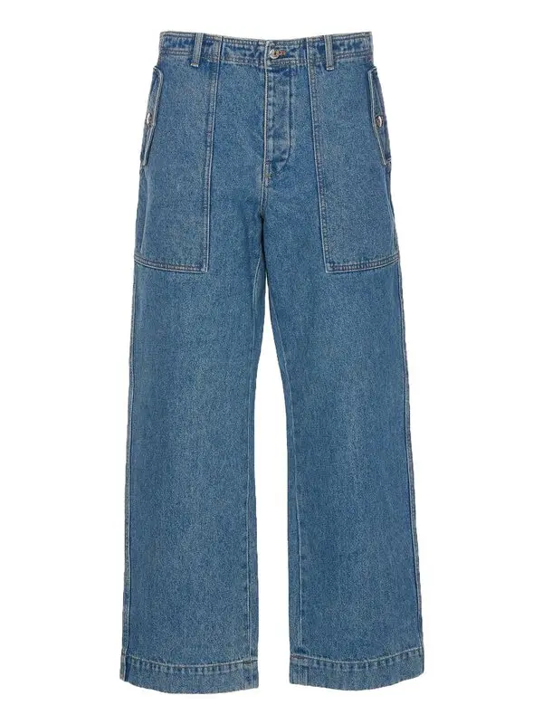Maison Kitsuné Workwear Wide Leg Denim Jeans - Clear Blue