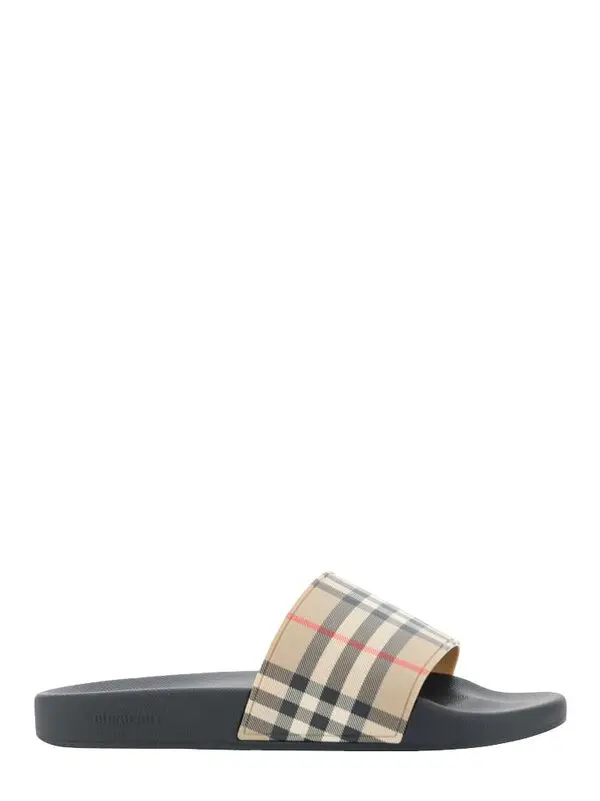 Burberry Checked Sandals - Brown