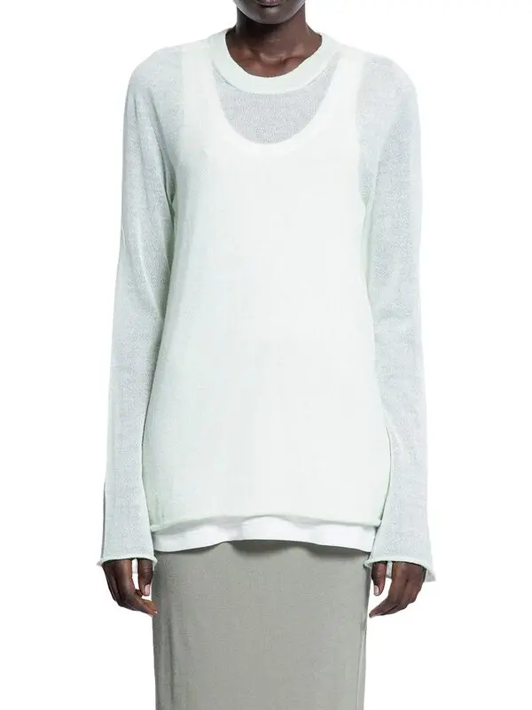 JIL SANDER Long Sleeve Knit Jumper With Jersey Tank Top - Green