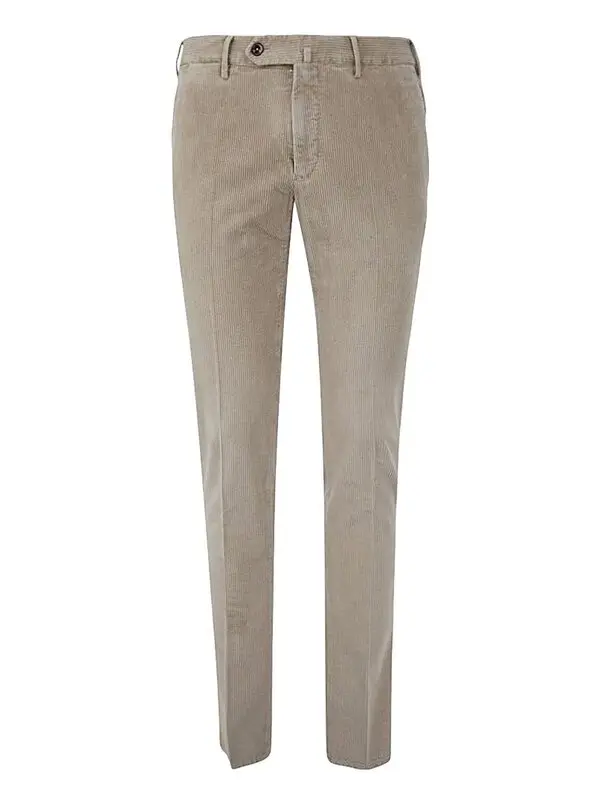 PT TORINO Flat Front Trousers With Diagonal Pockets - Brown