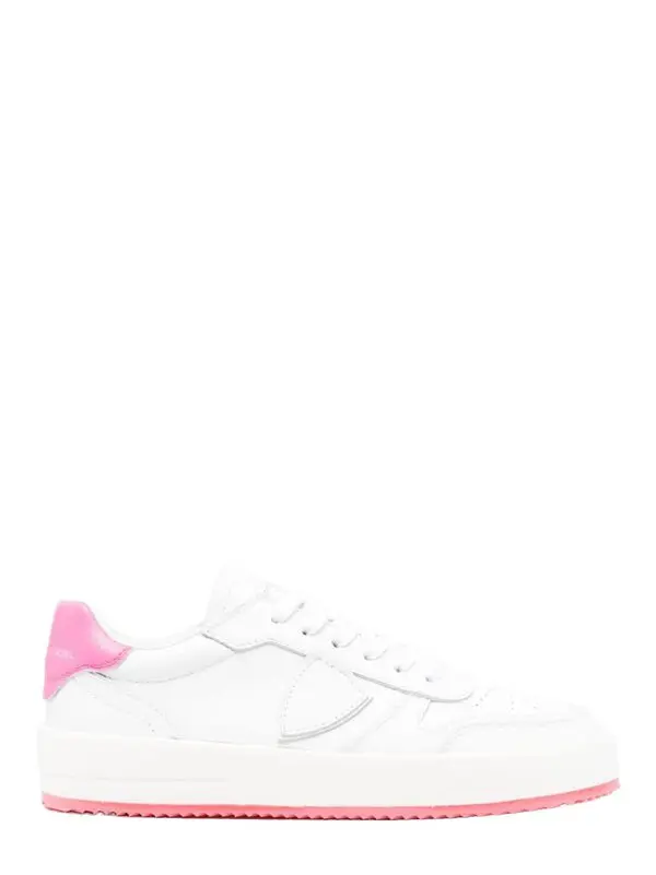 Philippe Model Leather Flat Sneakers - Veau Blanc/fucsia