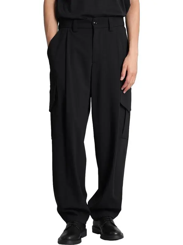 Giorgio Armani Wide-leg Wool Cargo Trousers - Black