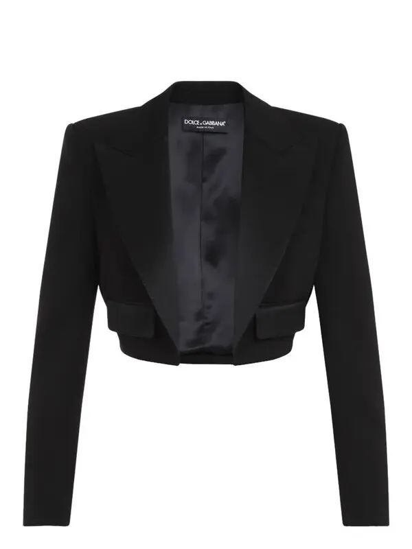 Dolce & Gabbana Virgin Wool Cropped Jacket - Black