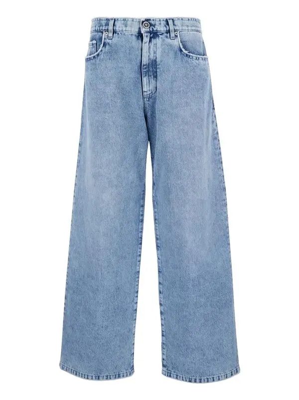 Versace Light Wash Five-pocket Wide Leg Jeans - Blue