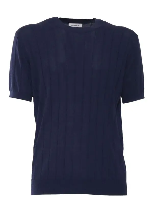KANGRA Girocoll Short Sleeve Sweater - Blue