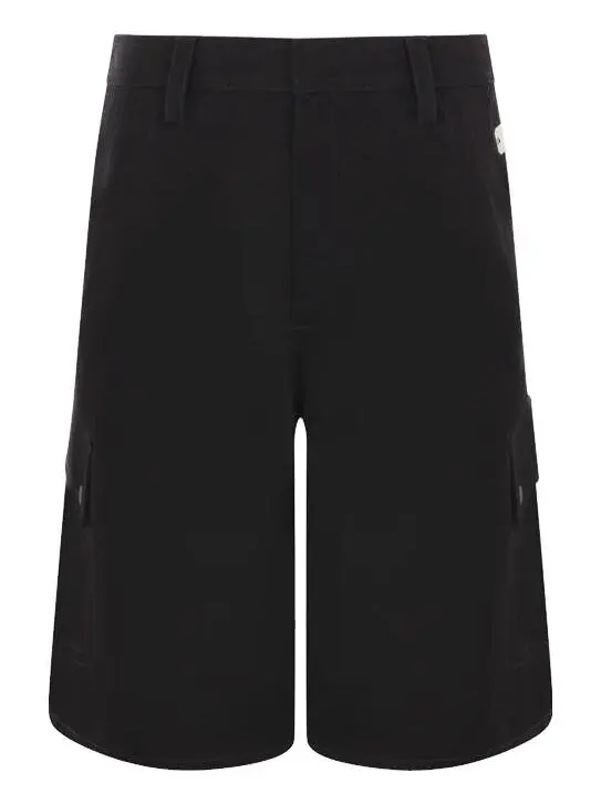 Off-White Cotton Gabardine Shorts - Black