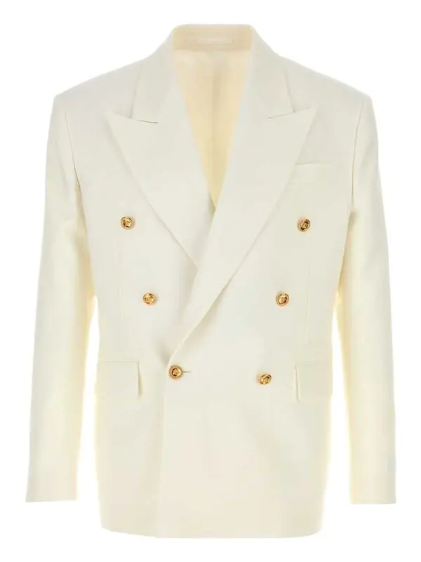 Versace Ivory Wool Blazer - White