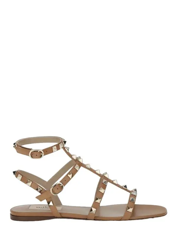 Valentino Garavani Rockstud Leather Sandals - Beige
