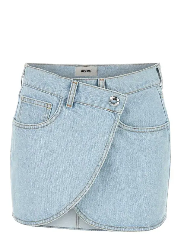 Coperni Asymmetric Denim Mini Skirt - Ice Blue