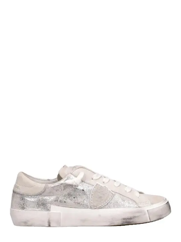 Philippe Model Laminated Suede Sneakers - Silver