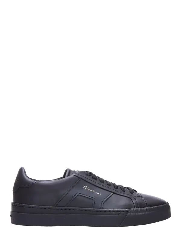 Santoni Leather Sneakers - Black