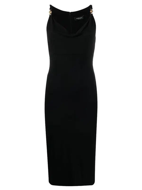 Versace Medusa Cowl-neck Midi Dress - Black