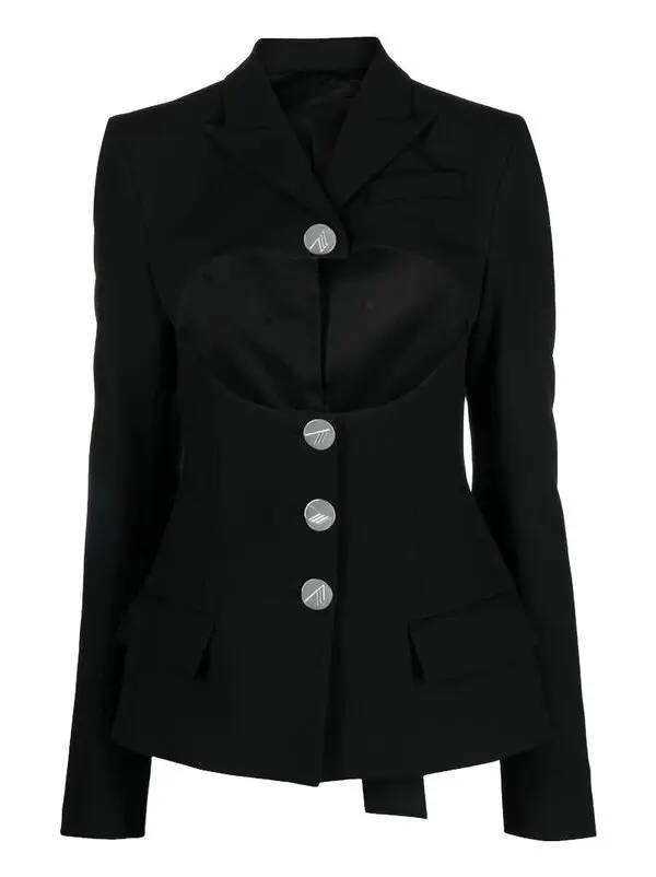 Attico Tailored Jacket With Cut-out Detail - Black