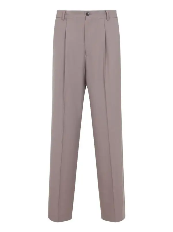 Dries Van Noten Wide Leg Wool Pants - Beige