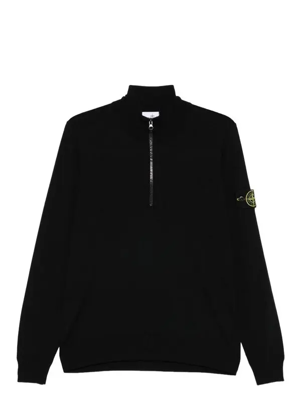 Stone Island Plain Stitch Knit Sweater - Black