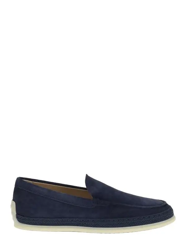 TOD'S Raffia And Leather Slipper Loafers - Blue