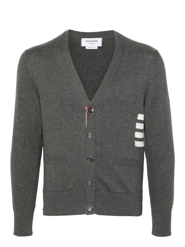Thom Browne V-neck Cotton Cardigan - Grey