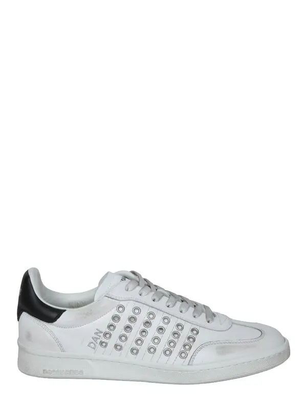 Dsquared2 Low-top Leather Sneakers With Studs - White