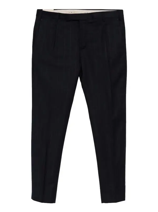 PT TORINO Stripe Pattern Wool Blend Trousers - Blue