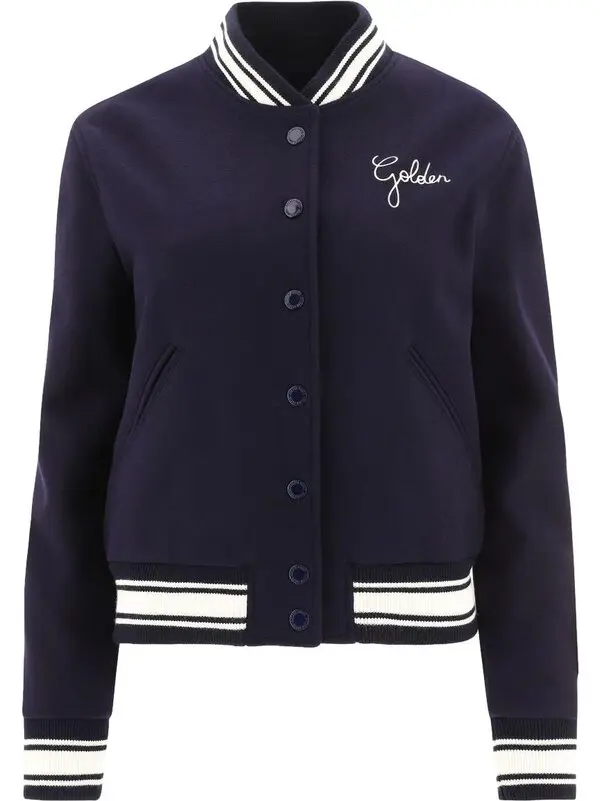 Golden Goose Logo Wool Bomber Jacket - Blue