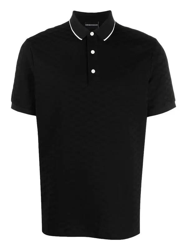 Emporio Armani Embroidered Logo Polo - Black